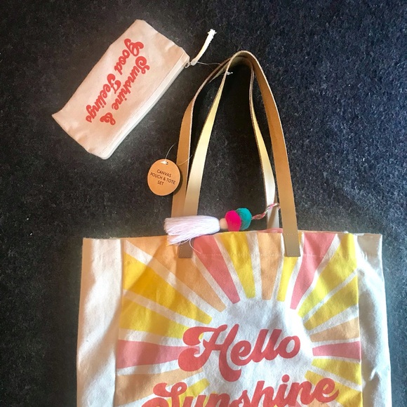 Eccolo | Bags | Canvas Bag With Matching Pouch | Poshmark